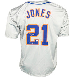 Cleon Jones Signed WSC Inscription New York Grey Baseball Jersey (JSA)