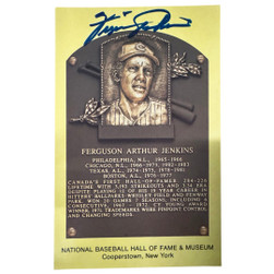 Ferguson Jenkins Signed HOF Plaque Card (JSA)