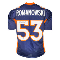 Bill Romanowski Signed Denver Blue Football Jersey (Beckett)