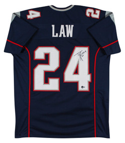 Ty Law "HOF 19" Signed Navy Blue Pro Style Jersey Autographed BAS Witnessed