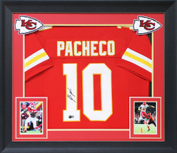 Isiah Pacheco Authentic Signed Red Pro Style Framed Jersey Autographed BAS