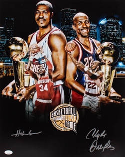 Rockets Hakeem Olajuwon & Clyde Drexler Signed 16x20 Collage Photo JSA ...