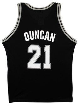 Spurs Tim Duncan Authentic Signed Black Champion Size 48 Jersey BAS # ...