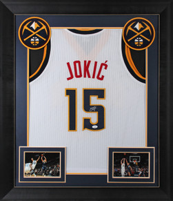 Nikola Jokic Authentic Signed White Pro Style Framed Jersey Autographed JSA