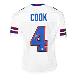James Cook Signed Buffalo White Football Jersey (Beckett)