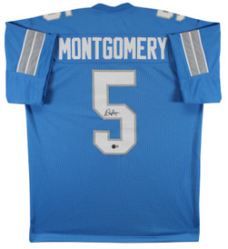 David Montgomery Signed Blue Pro Style Jersey w/ White Numbers BAS ...