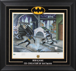 Bob Kane & Sheldon Moldoff Batman Signed & Framed 20.5x24.5 Litho BAS # ...