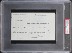 Thomas Edison Authentic Signed 5x8 1877 Handwritten Telegram PSA/DNA ...