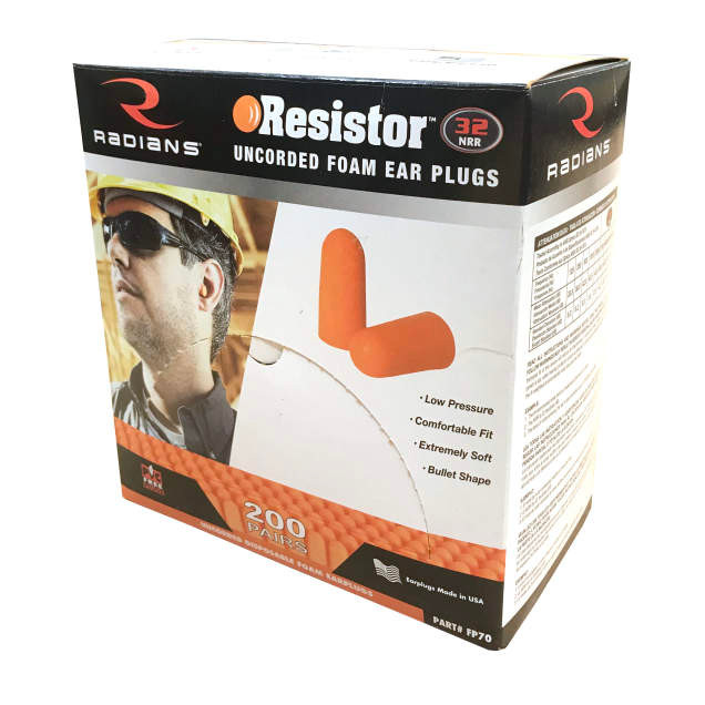 Radians Resistor FP70-BOX | Uncorded 32 NRR Disposable Foam Earplugs ...
