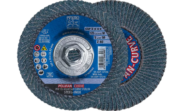 PFERD 67216 Polifan Flap Disc | 5/8-11" Arbor Hole | 5" Diameter | Zirconia Alumina 40 Grit ...