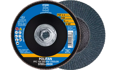 PFERD 63077 Polifan Flap Disc | 5/8-11" Arbor Hole | 6" Diameter ...