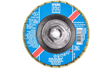 PFERD 43285 Polivlies Flap Disc | 5/8-11" Arbor Hole | 4-1/2" Diameter | Aluminum Oxide 100 Grit ...