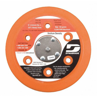 Dynabrade 56178 Vacuum Disc Pad | 6" Pad Size | 5/8" Thickness | Vinyl ...