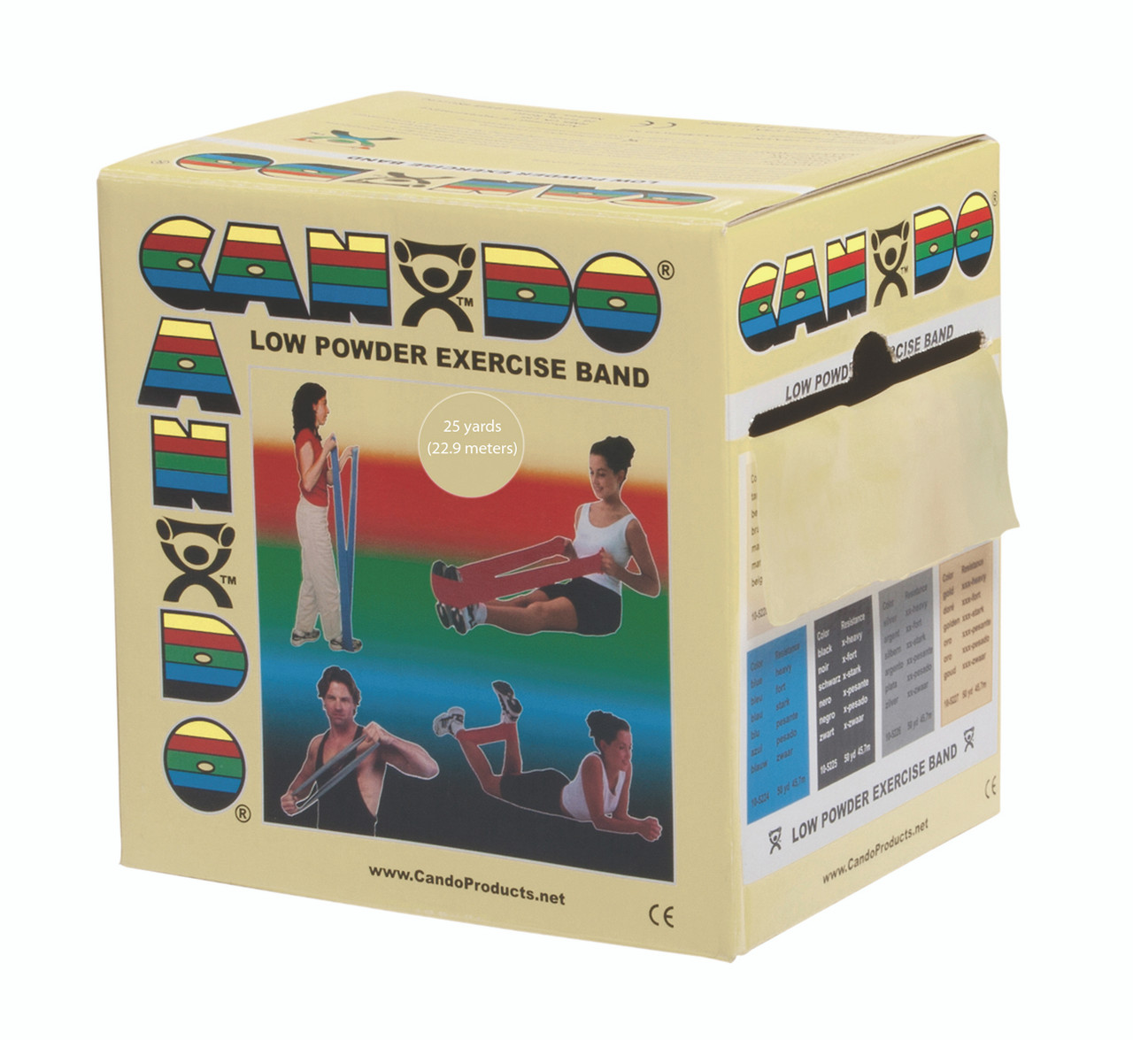 Cando Low Powder Exercise Resistance Band 25-Yd. Dispenser Box