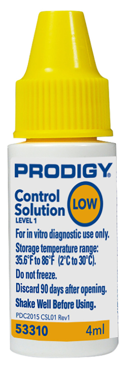 Prodigy Glucose Control Solution (Low), 4ml Vial