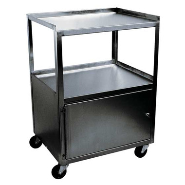 Stainless Steel Utility Cart with Locking Cabinet ...