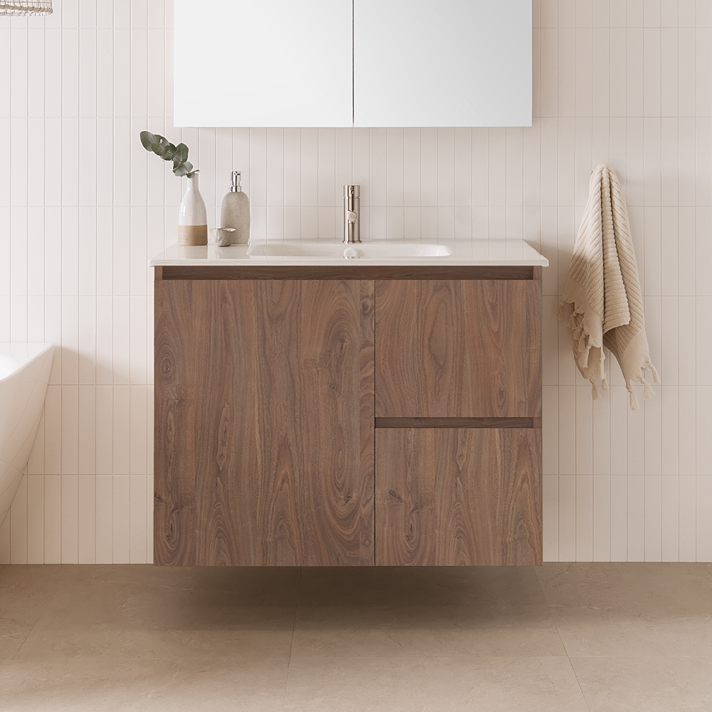 Raymor Ascot Floor or Wall Mount Vanity 900mm 2 Drawer RH 1 Door ...