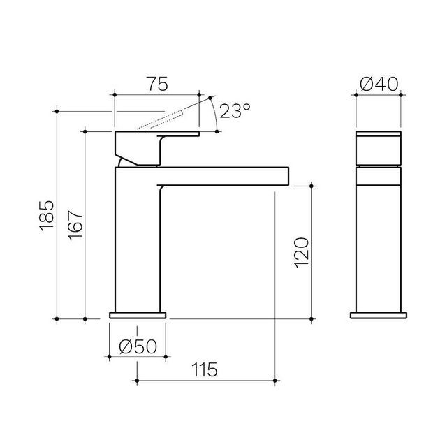 Clark Round Square Basin Mixer Chrome Lead Free in Chrome