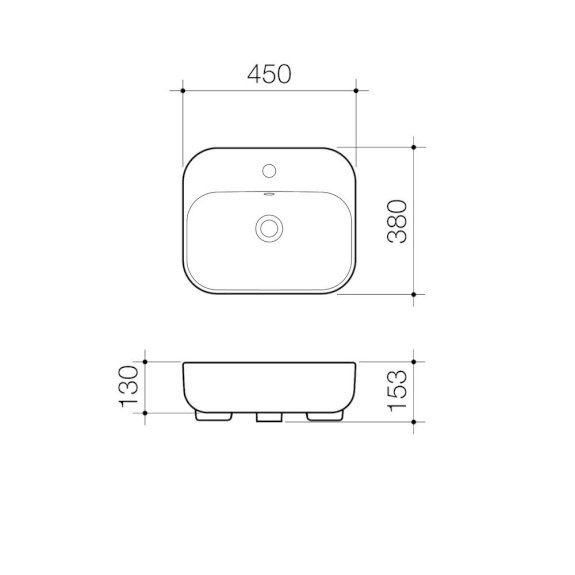 Caroma Luna Semi Recessed Basin White 0TH