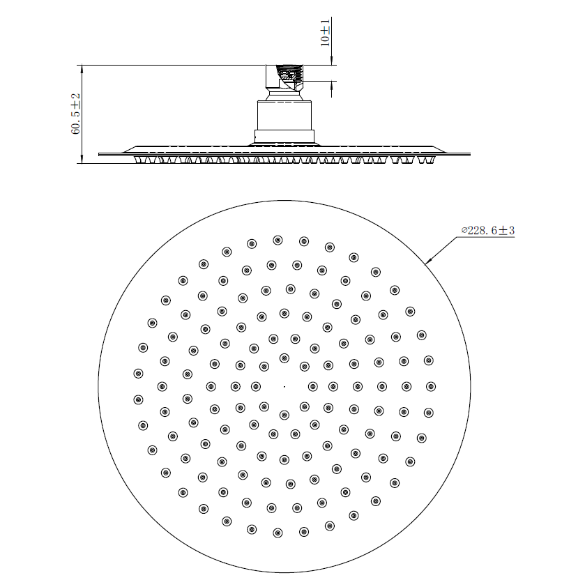 Raymor Lavas Shower Rose 225mm Stainless Steel