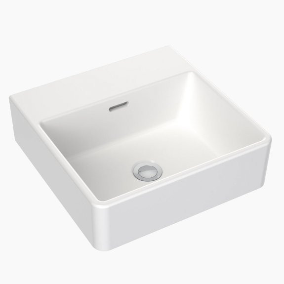 Clark Square Wall Basin 400mm (No Tap Hole) in White