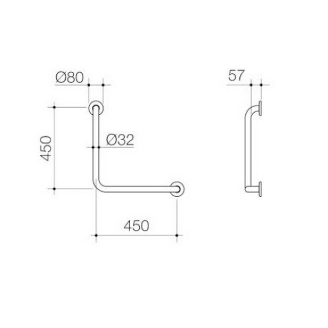 Caroma Care Support Grab Rail 90deg 450mm x 450mm Right Hand/Left Hand ...