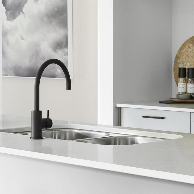 Clark Round Pin Sink Mixer Matte Black 4Star Lead Free in Black