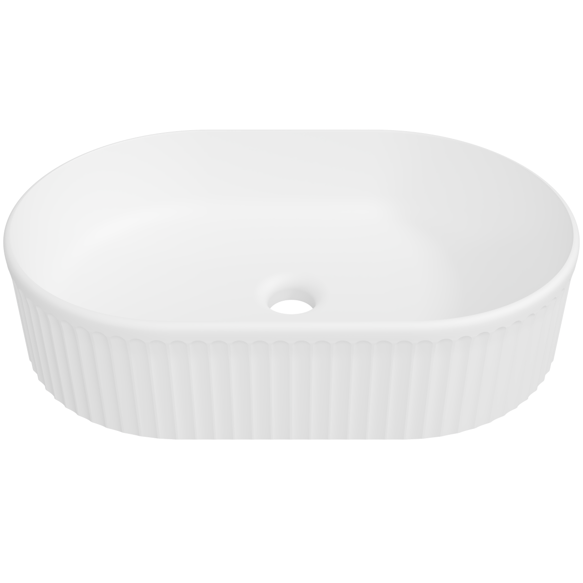 Timberline Oval Flute Basin 490mm White Matte in White
