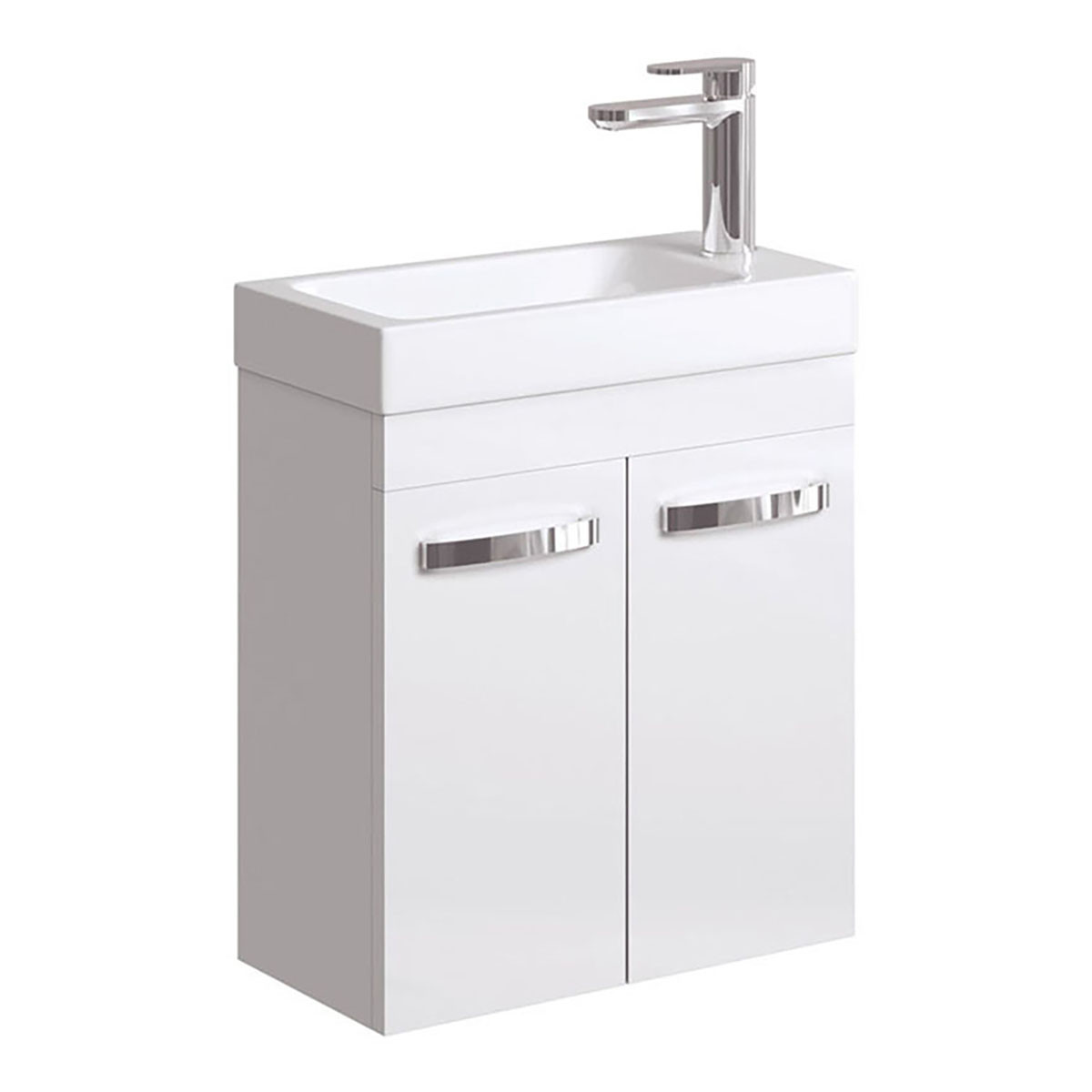 Fienza Denzel 450 Ensuite Wall-Hung Vanity White 1 Tap Hole in White