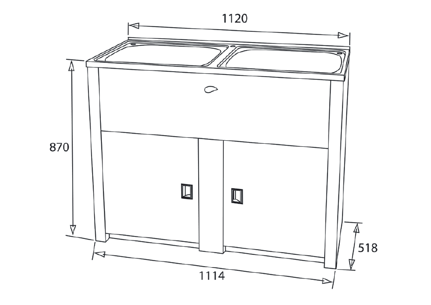 Everhard Classic 45L + 45L SS Twin Laundry Unit White Metal