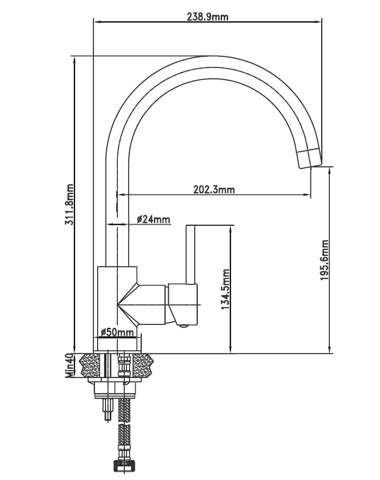 Raymor Projix Sink Mixer Gooseneck Chrome LF in Chrome