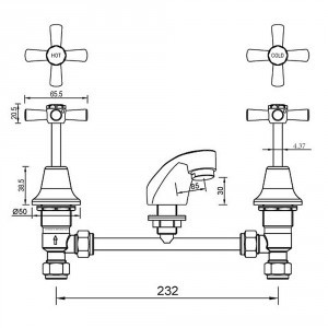 Essentials Easyclean Basin Set w/Cast Spout & Handle & Button Chrome 4Star