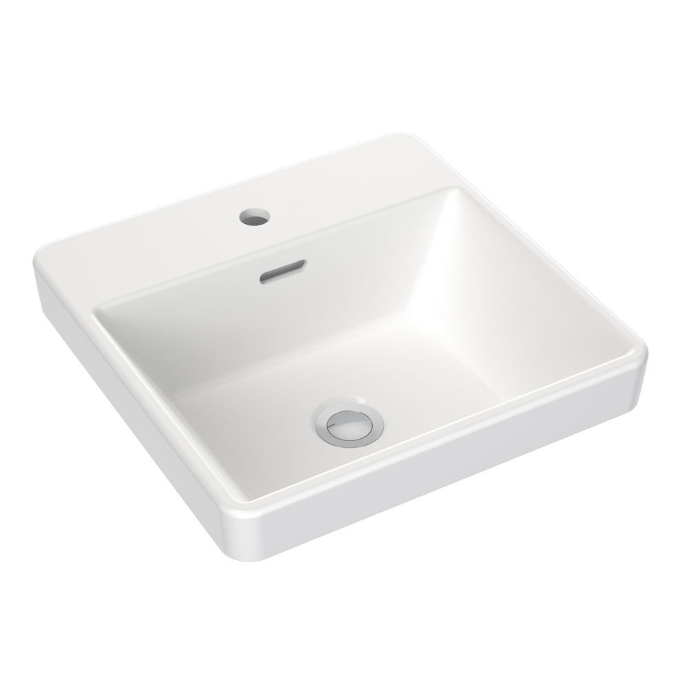 Clark Square Inset Basin Landing 400mm w/Overflow 1TH