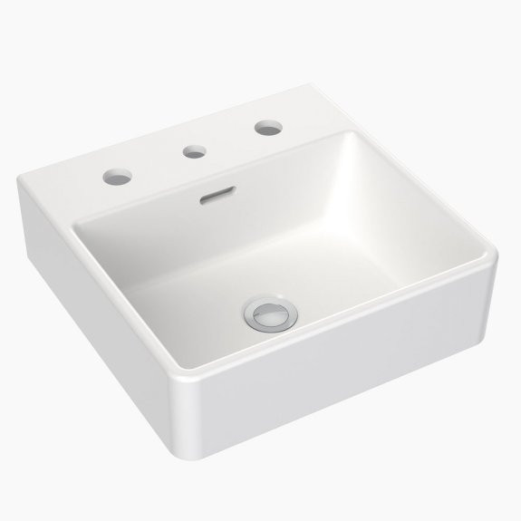 Clark Square Wall Basin 400mm (3 Tap Hole) in White