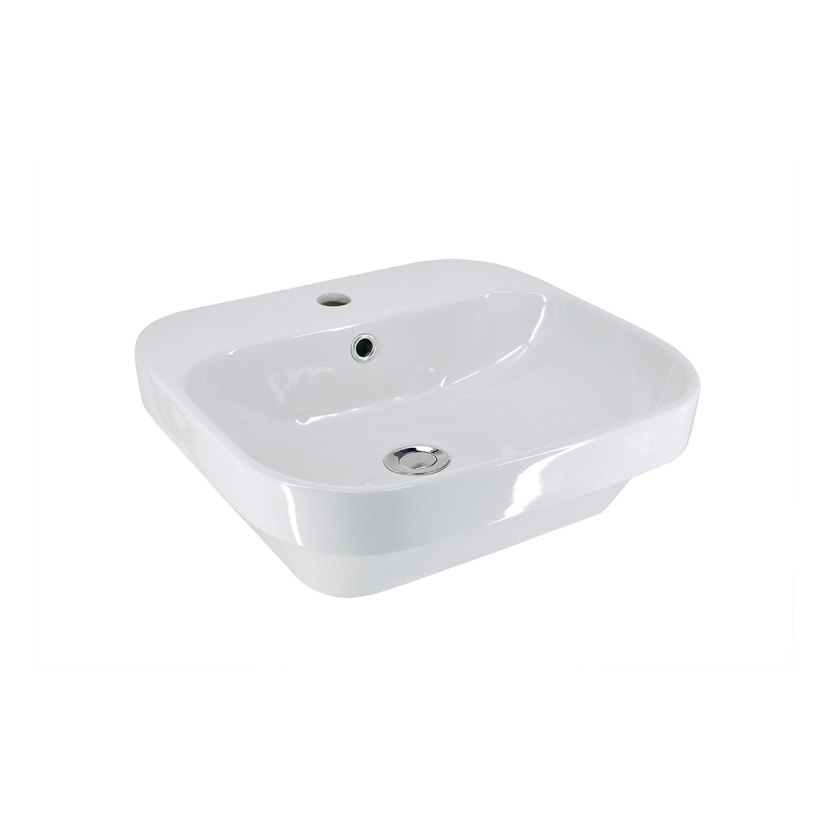 Raymor Alpha Semi Inset Basin 480mm x 450mm White 1 Tap Hole in White