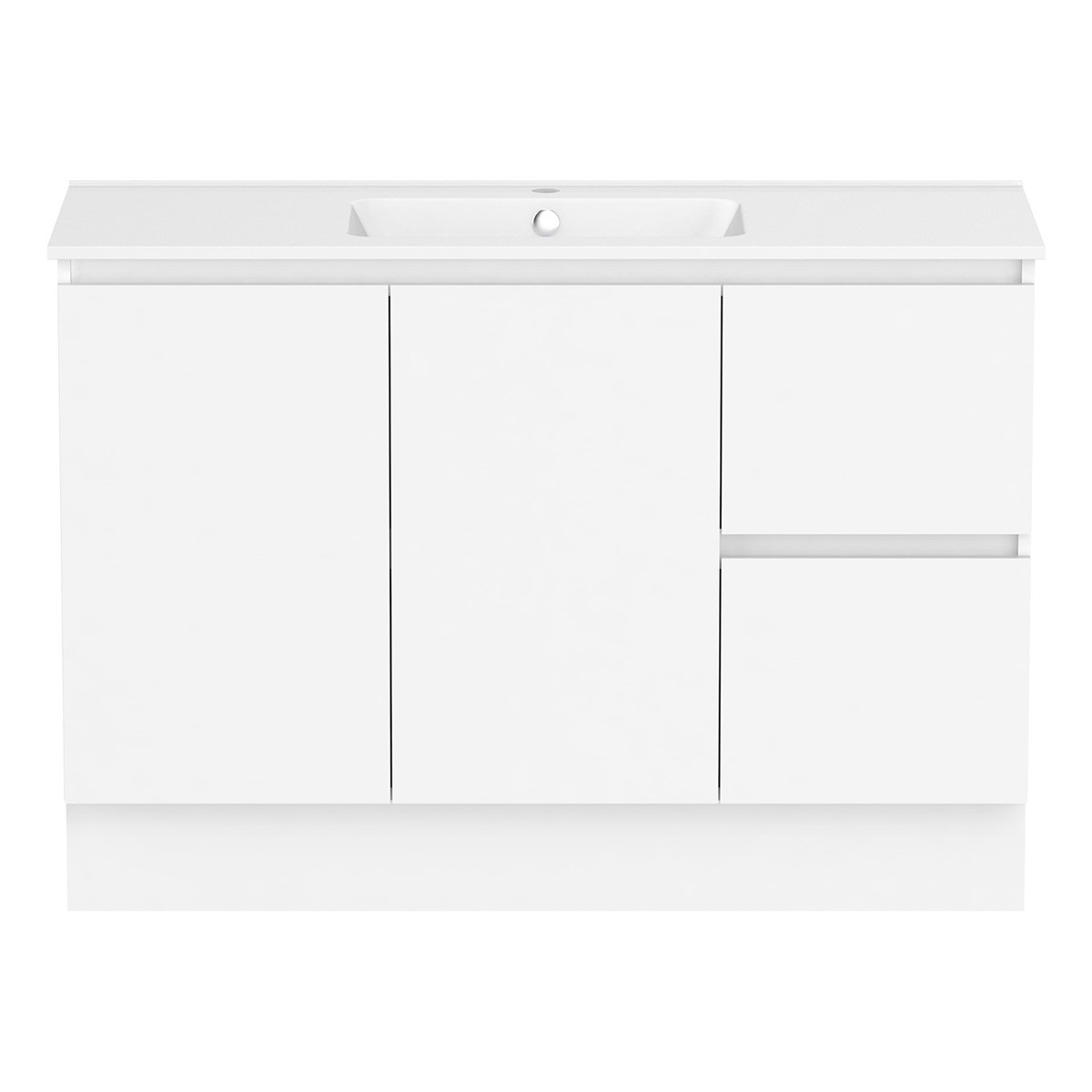 Raymor Ascot Floor or Wall Mount Vanity 1210mm 2 Draw RH 2 Door Polar ...