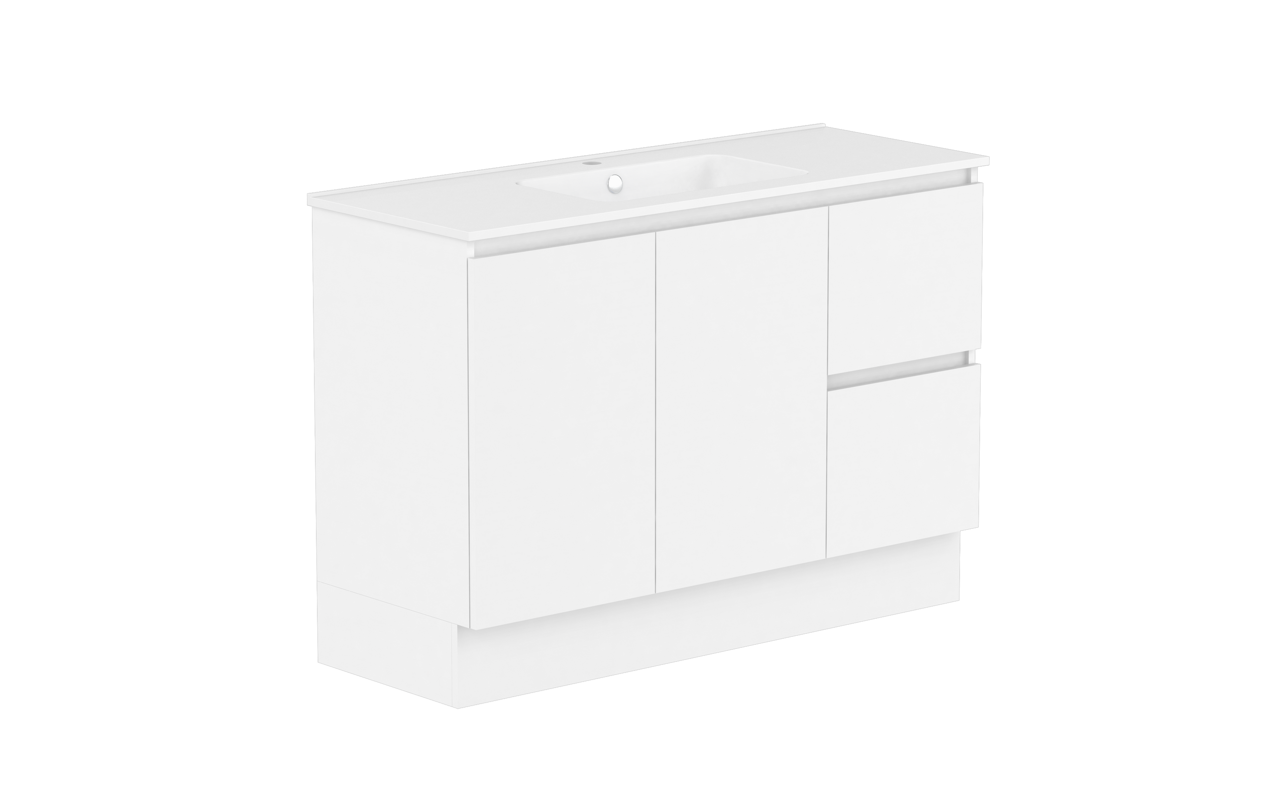 Raymor Ascot Floor or Wall Mount Vanity 1200mm 2 Drawer RH 2 Door Polar ...