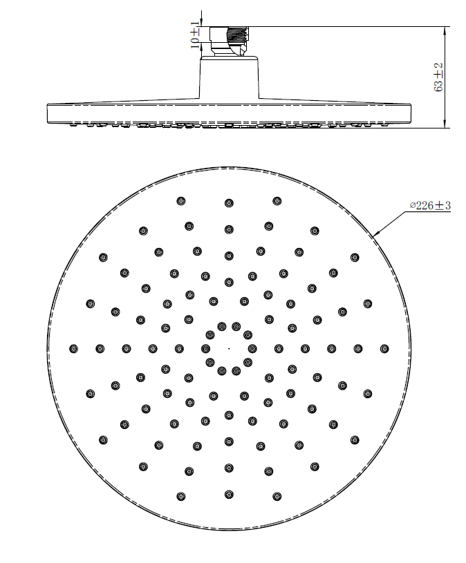 Raymor Alpha Shower Rose 225mm Brushed Nickel in Brushed Nickel