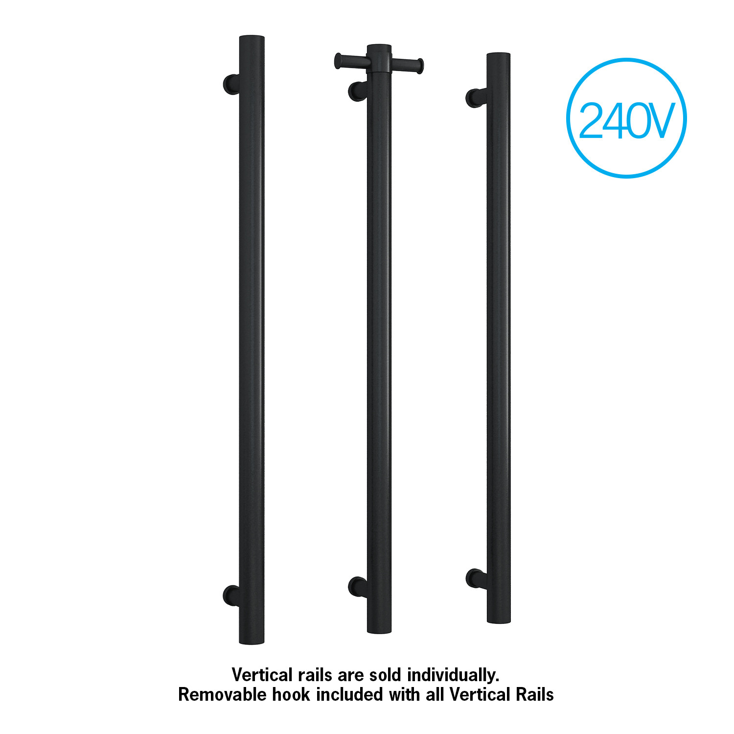 Thermogroup Straight/Round 240Volt Matt Black Vertical Bar ...