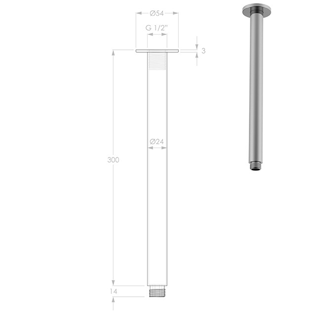 ADP Soul Shower Dropper 300mm Brushed Nickel