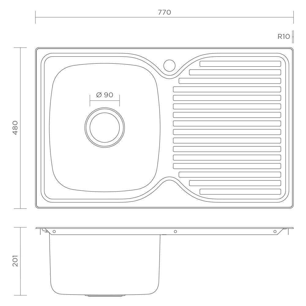 Essentials Single Left Hand Bowl Sink Stainless Steel
