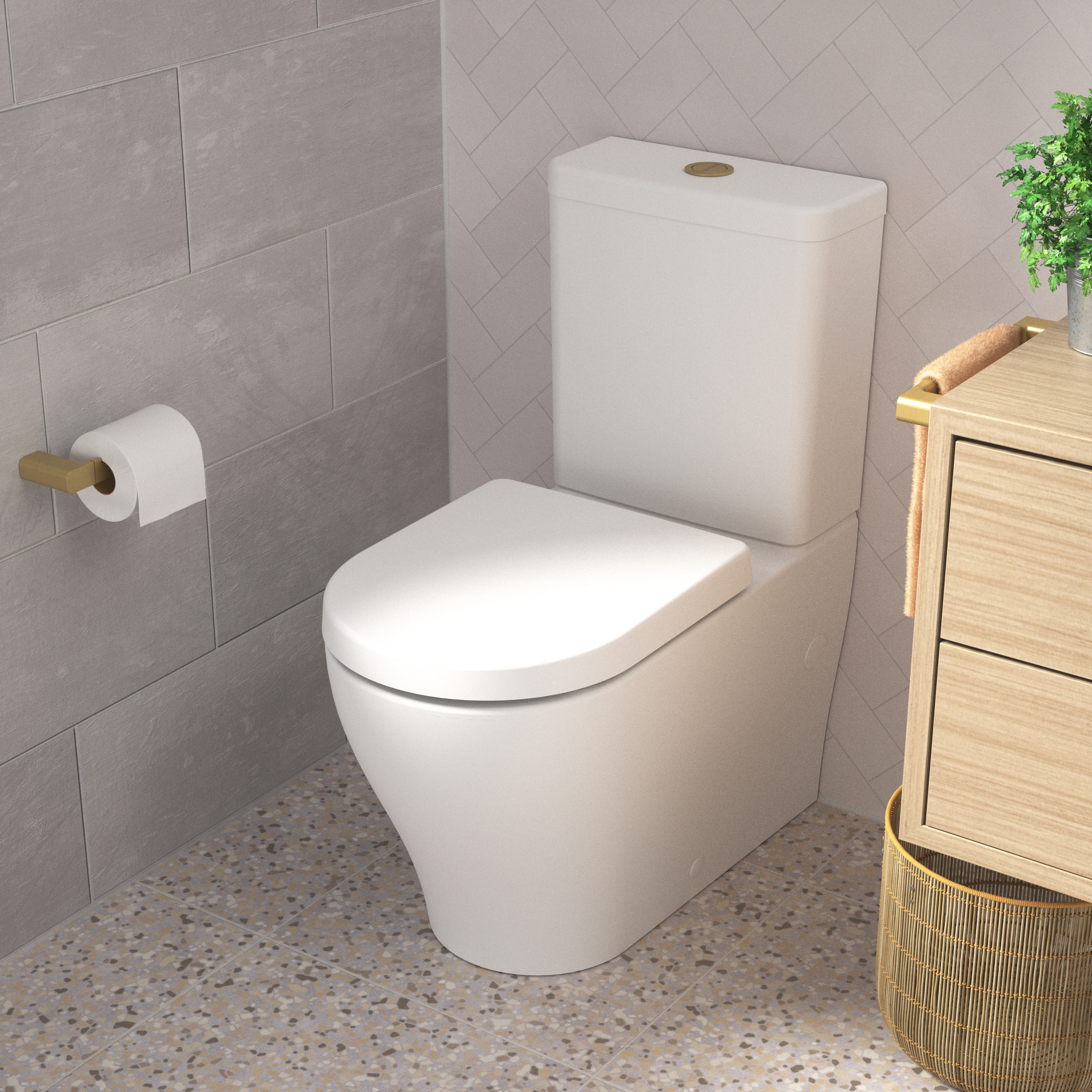 Caroma Luna Cleanflush® Wall Faced Toilet Suite Back Entry Soft Close ...