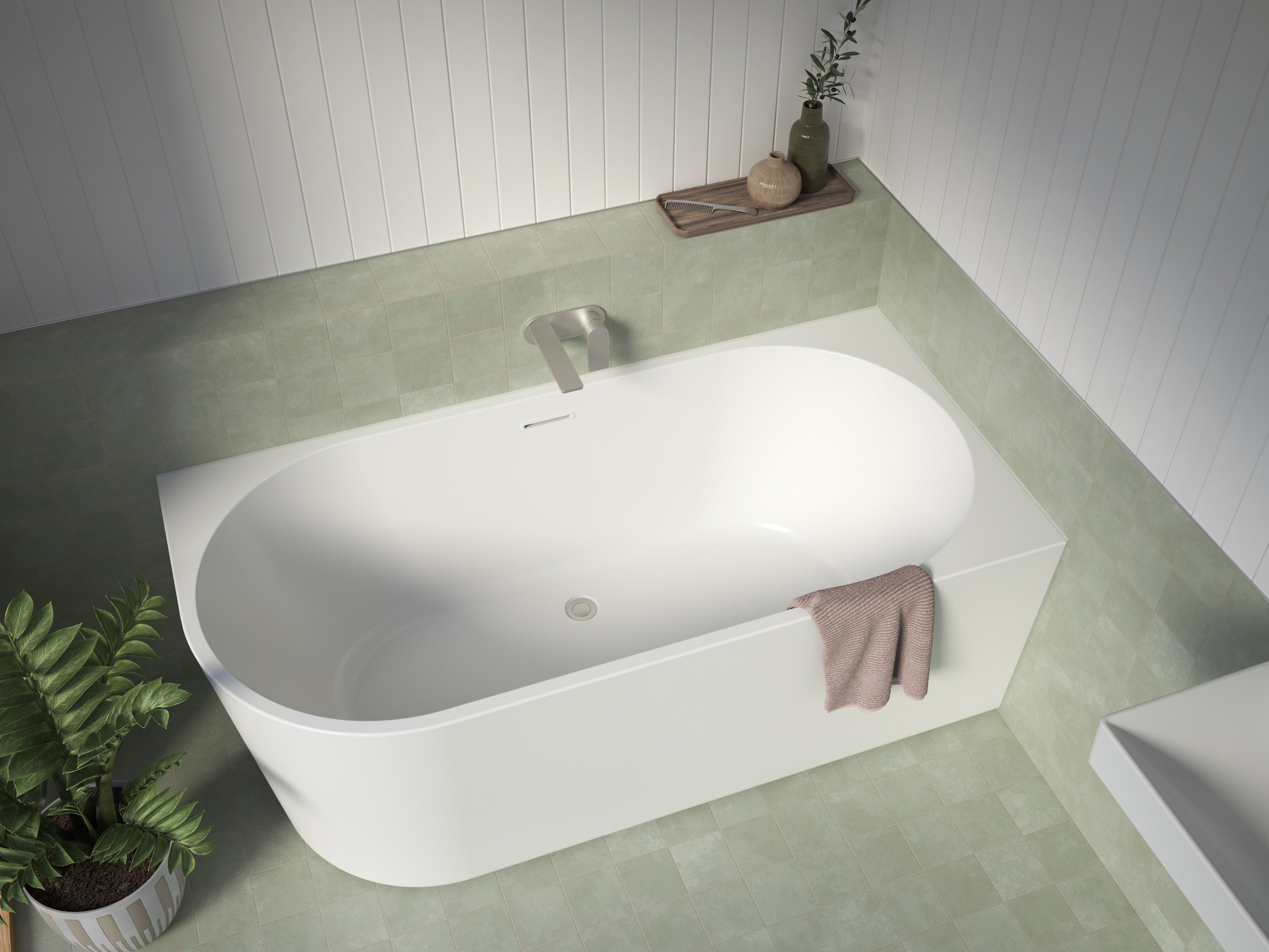 Caroma URBANE II 1500 Right Hand Corner Back to Wall Bath with Overflow ...