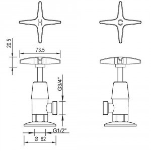 Raymor Atlanta Washing Machine Cocks Chrome (Pair) in Chrome