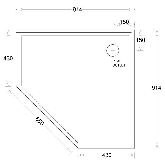 Marbletrend Flinders Polymarble Shower Base Neo Corner 914mm x 914mm ...