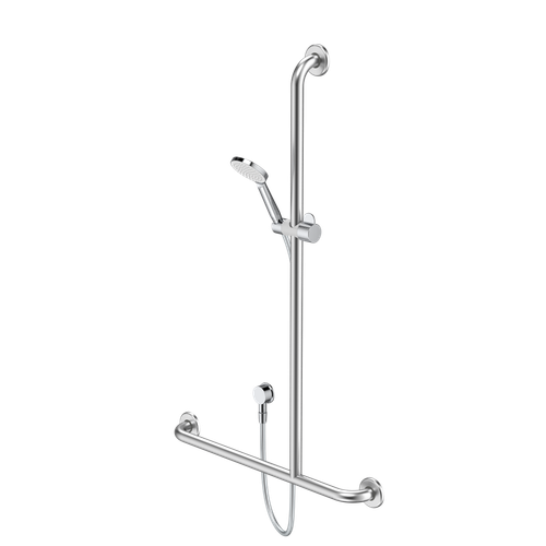 Caroma Care Support Shower Set with Inverted T Rail RH Chrome in Chrome