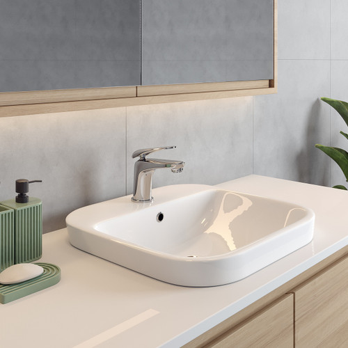 Raymor Alpha Semi Inset Basin 480mm x 450mm White 1TH