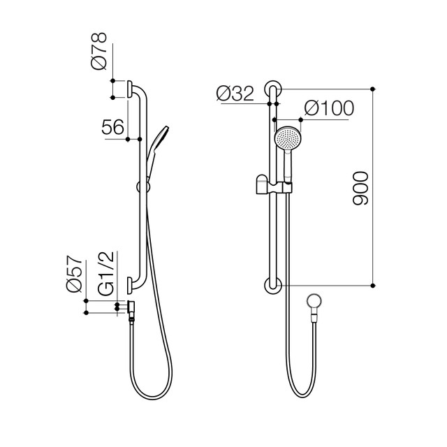Caroma Care Support Shower Set 900mm Rail Chrome