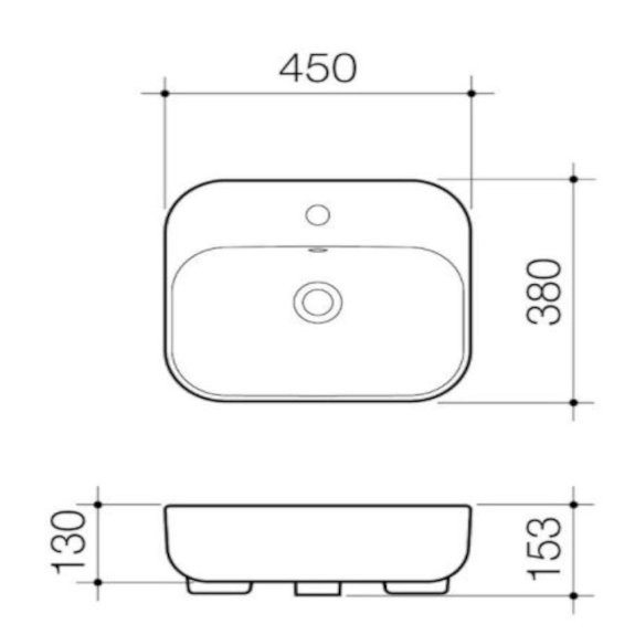 Caroma Luna Semi Recessed Basin White 1 Tap Hole in White