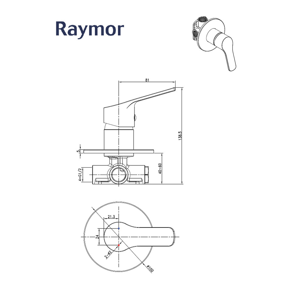 Raymor Taylor Bath/Shower Mixer in Chrome
